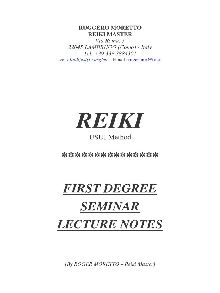 First Degree Reiki Seminar Notes | PDF