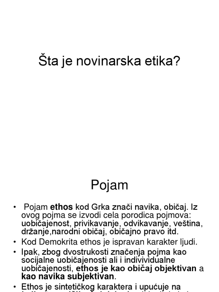 Šta Je Novinarska Etika | PDF