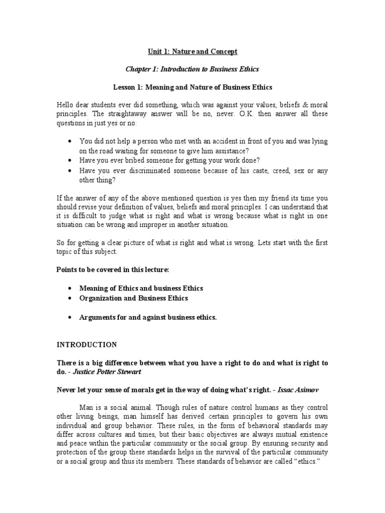 Introduction To Business Ethics | PDF | Business Ethics | Value (Ethics)