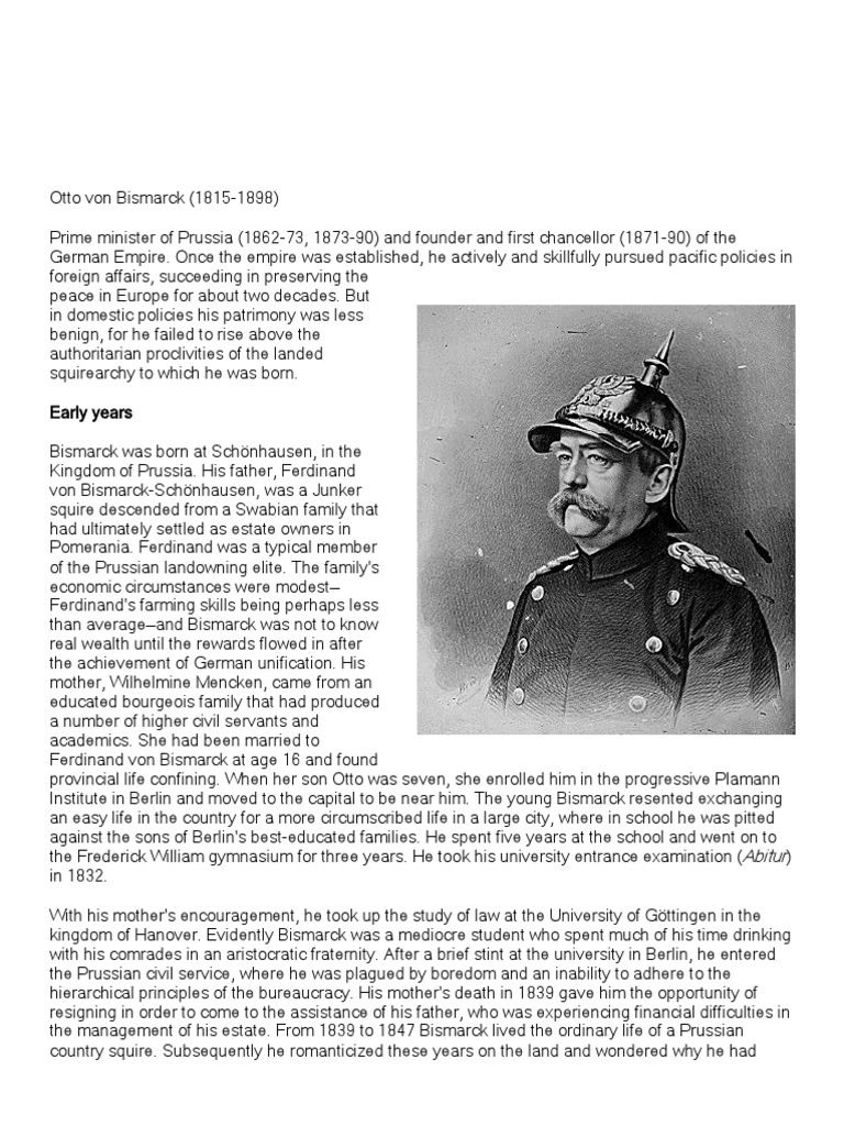 Otto von Bismarck.pdf | Otto Von Bismarck | Kingdom Of Prussia