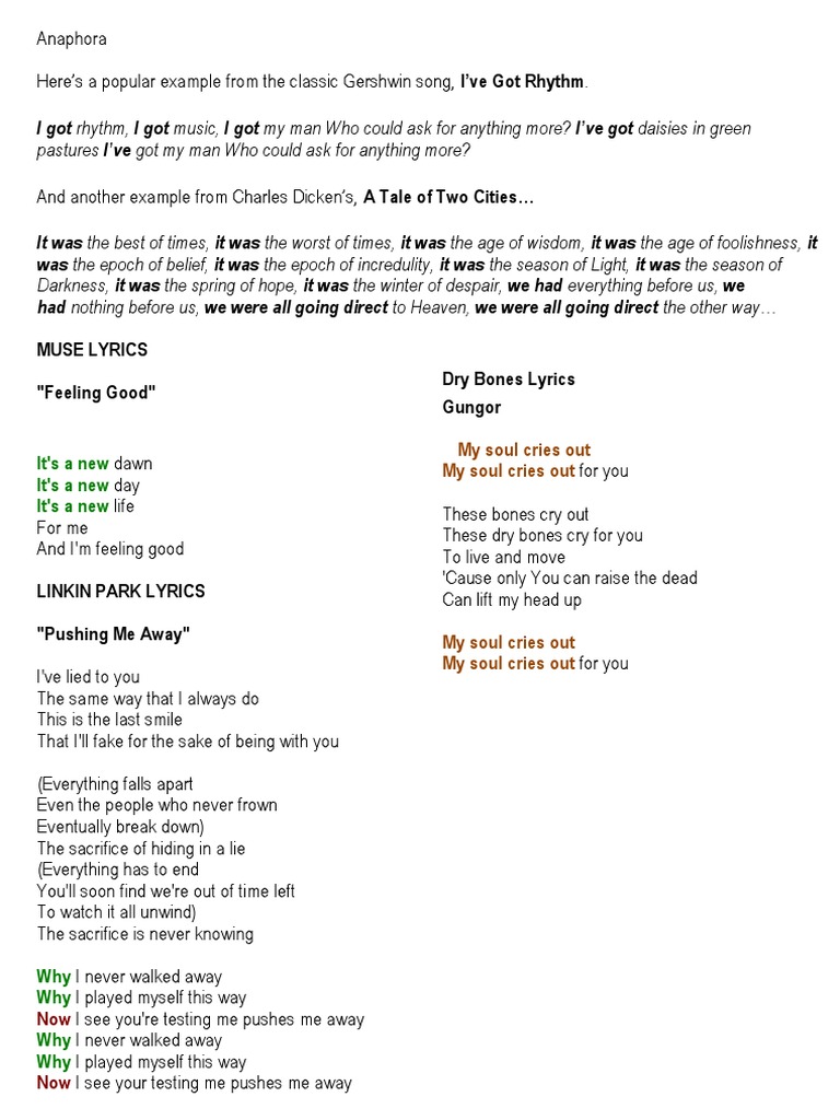 Anaphora in Song Lyrics | PDF