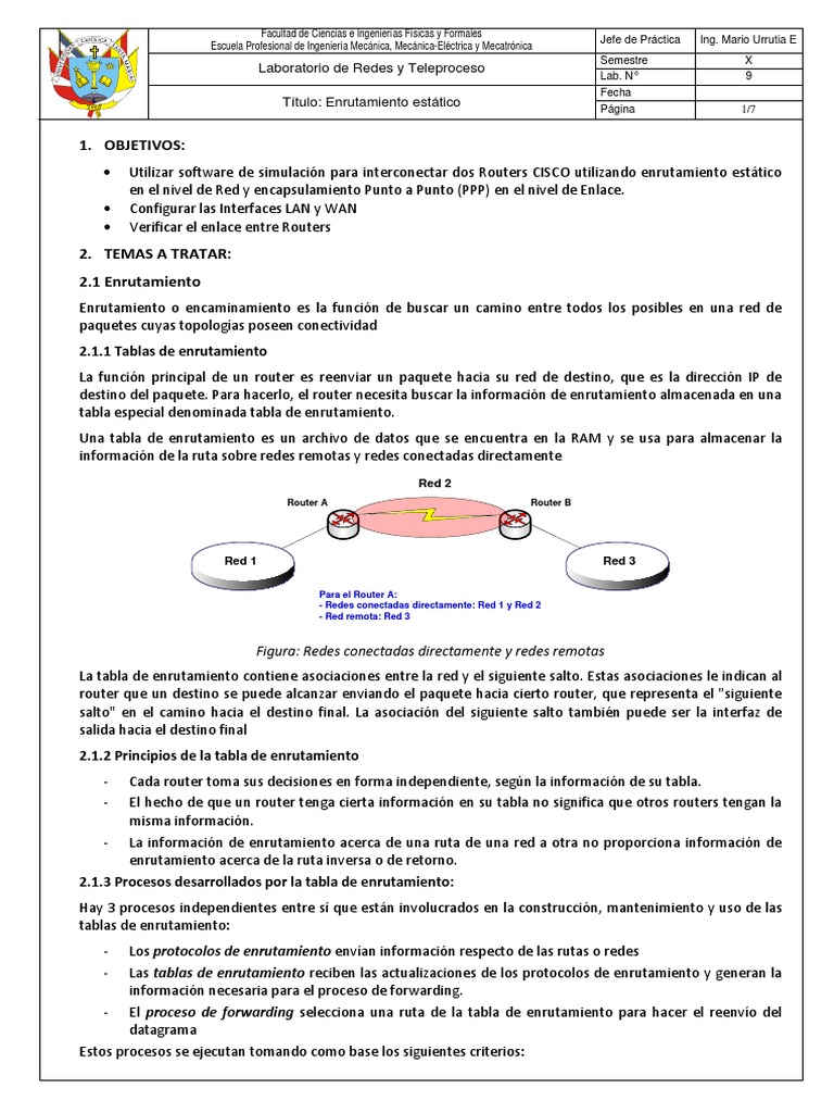 GUIA 9 - Enrutamiento Estatico | PDF | Enrutador (Computación) | Enrutamiento