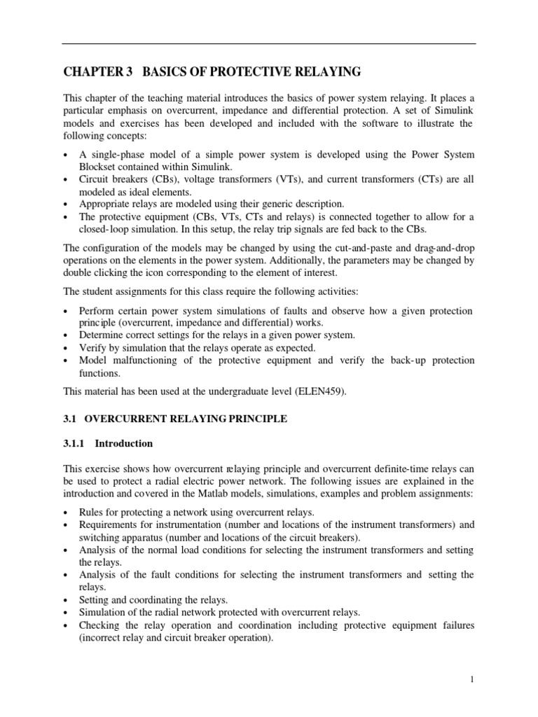 Chapter 3 Basics of Protective Relaying | PDF | Relay | Signal ...