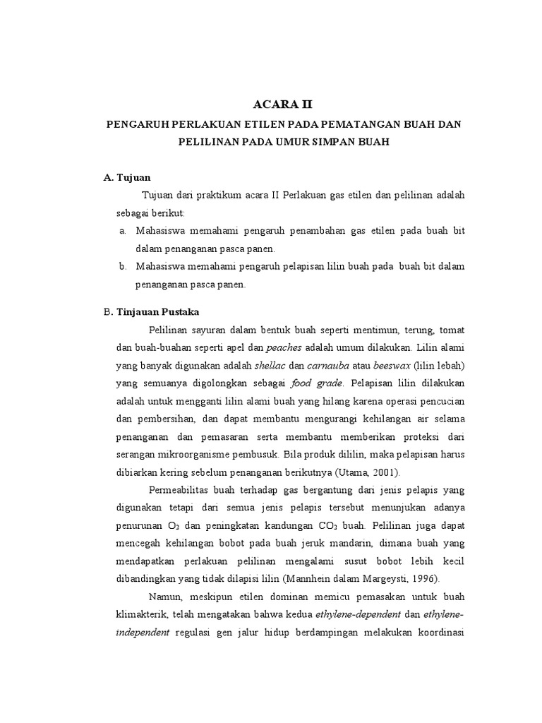Etilen dan Pelilinan: Pengaruh pada Buah Bit | PDF