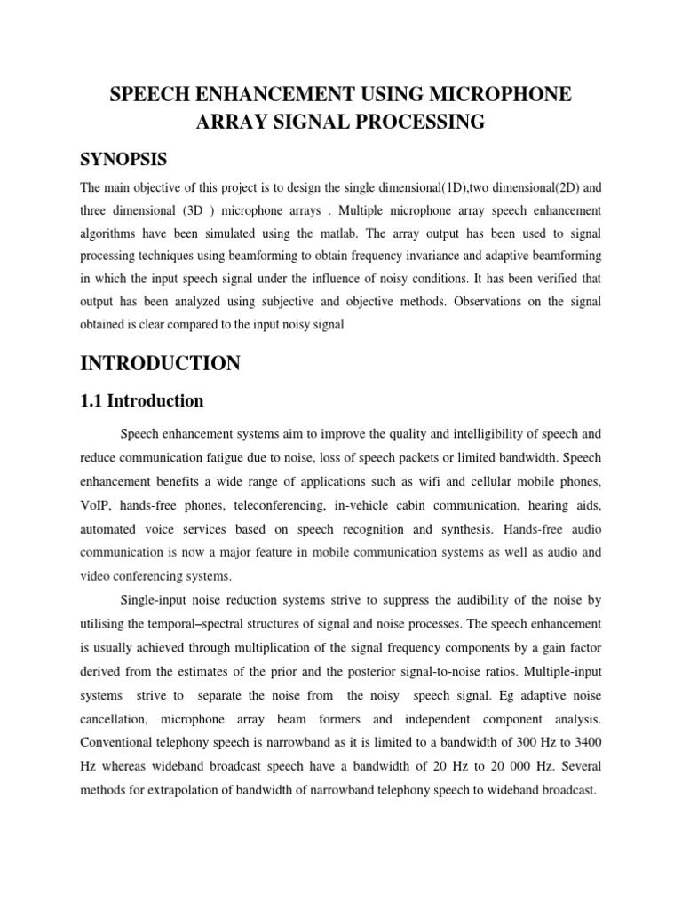 Speech Enhancement | PDF | Microphone | Signal Processing