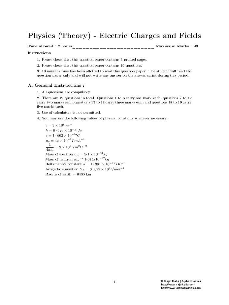 Paper - Electric Field PDF | PDF | Electric Charge | Sphere