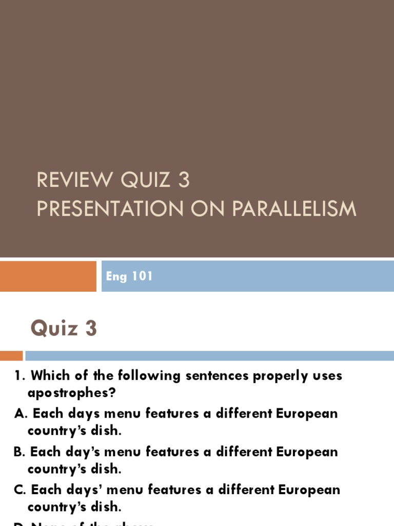Review Quiz 3 Presentation On Parallelism | PDF | Bracket