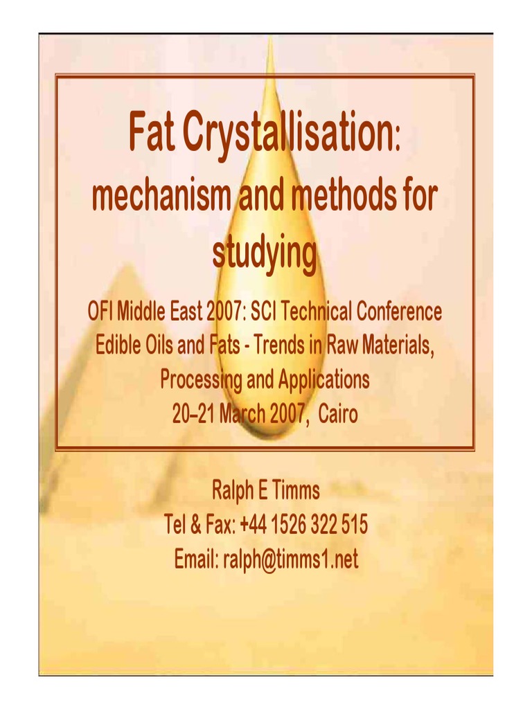 Mechanism and Methods For Studying: Fat Crystallisation | PDF ...