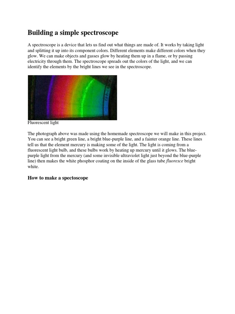 Building A Simple Spectroscope | PDF
