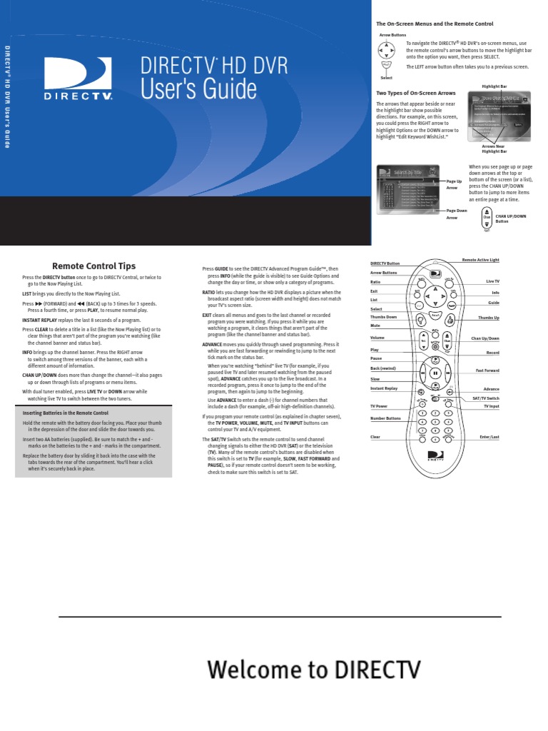 Directv HD DVR: User's Guide | PDF
