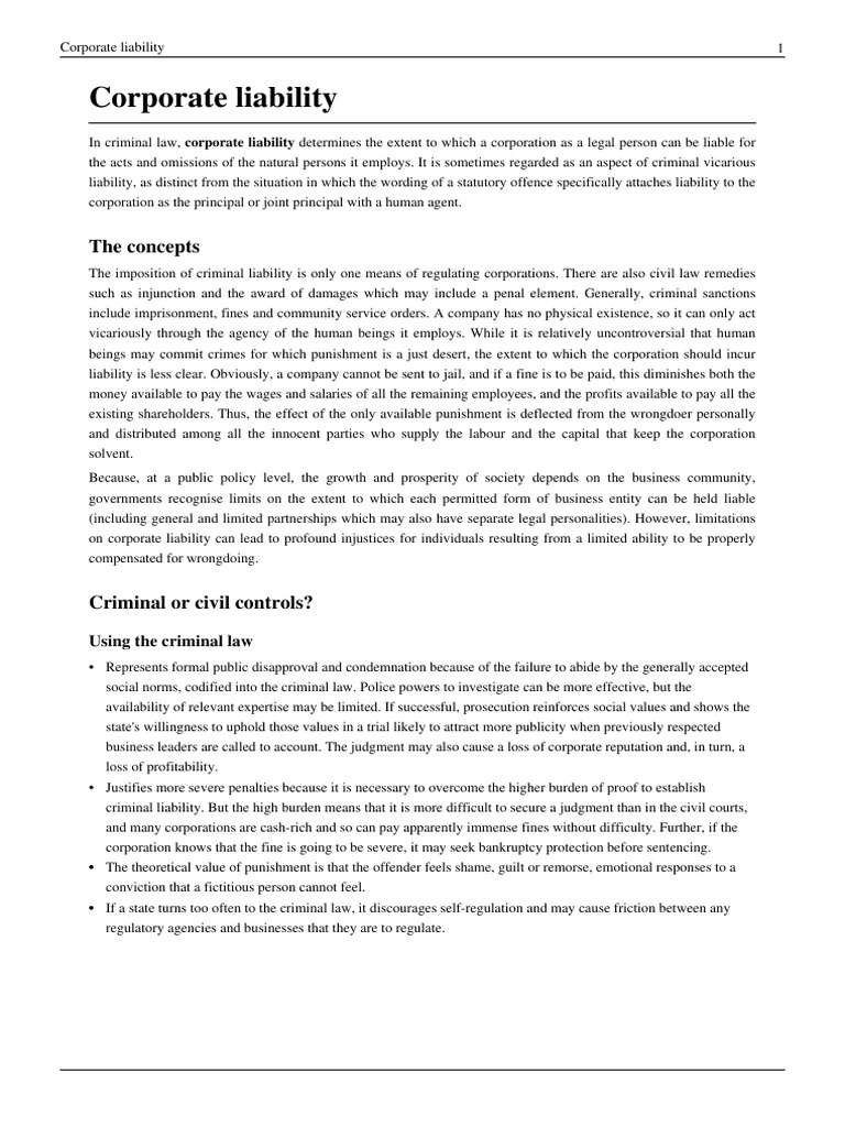 Corporate Liability | PDF | Deviance (Sociology) | Government Information