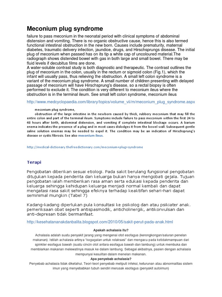 Meconium Plug Syndrome | PDF | Gastroenterology | Digestive System