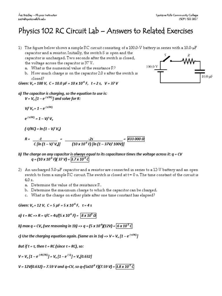 RC Circuit Problems and Solutions | PDF | Capacitor | Electrical Network