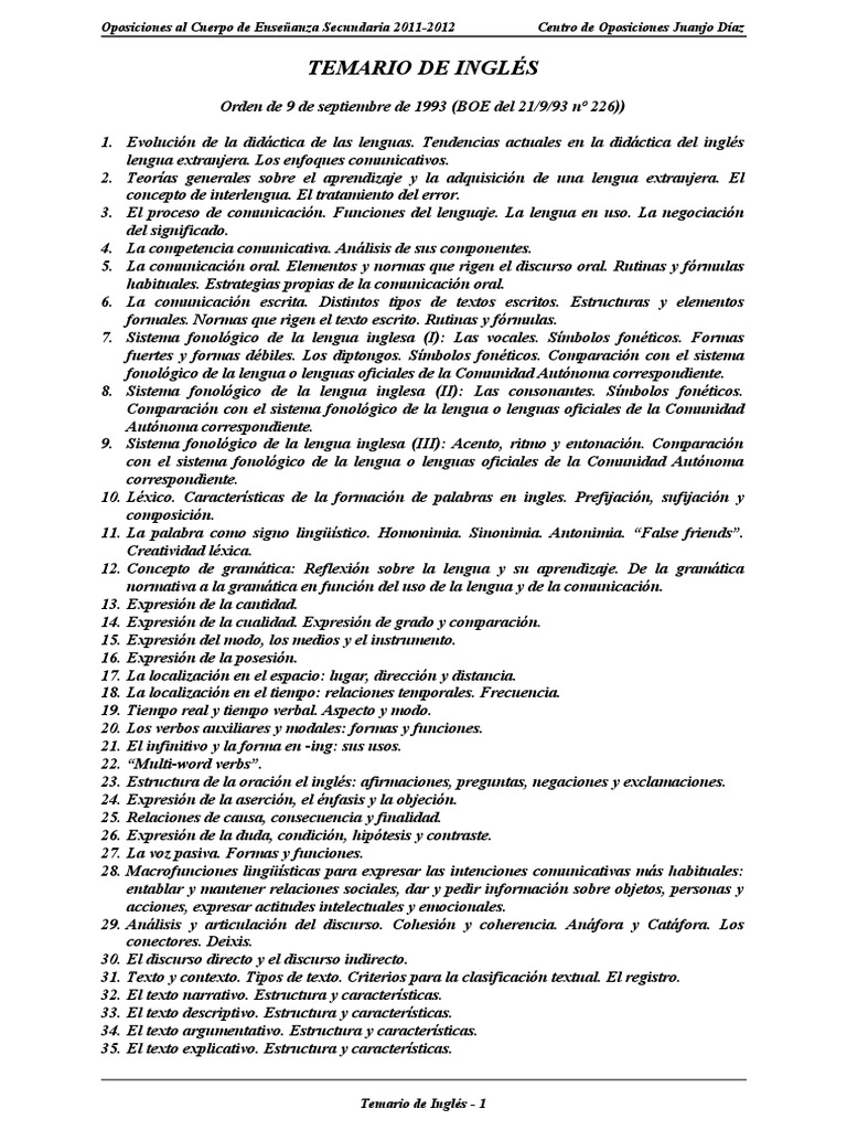 Temario Oposiciones Inglés Secundaria | PDF | Reino Unido | Fonología