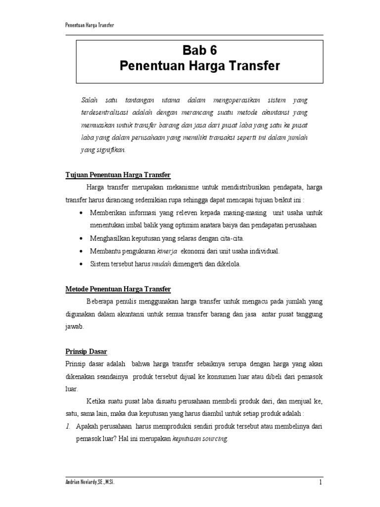 Metode dan Prinsip Harga Transfer | PDF