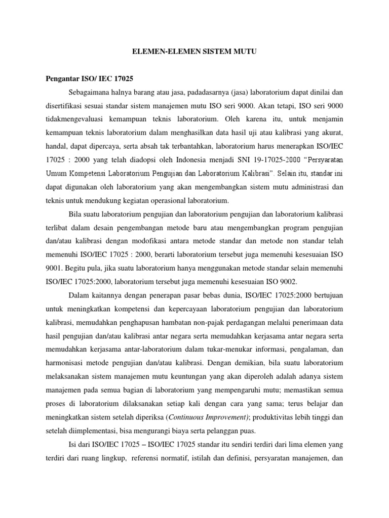 Elemen Sistem Mutu | PDF