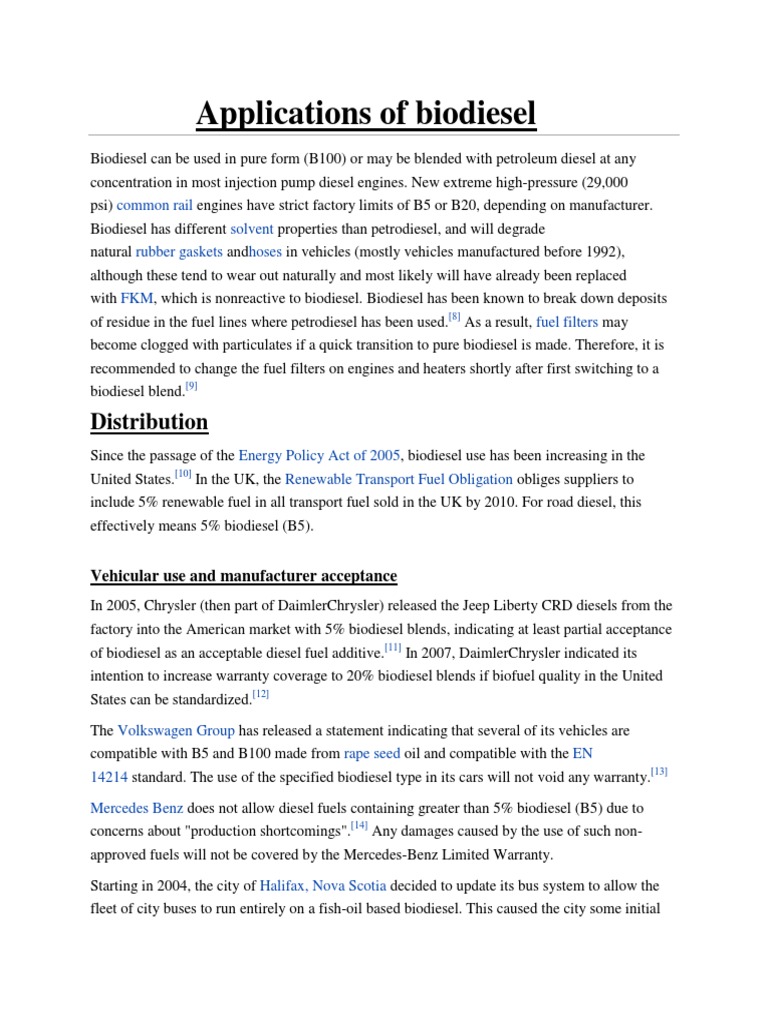 Applications of Biodiesel: Distribution | PDF | Biodiesel | Diesel Fuel