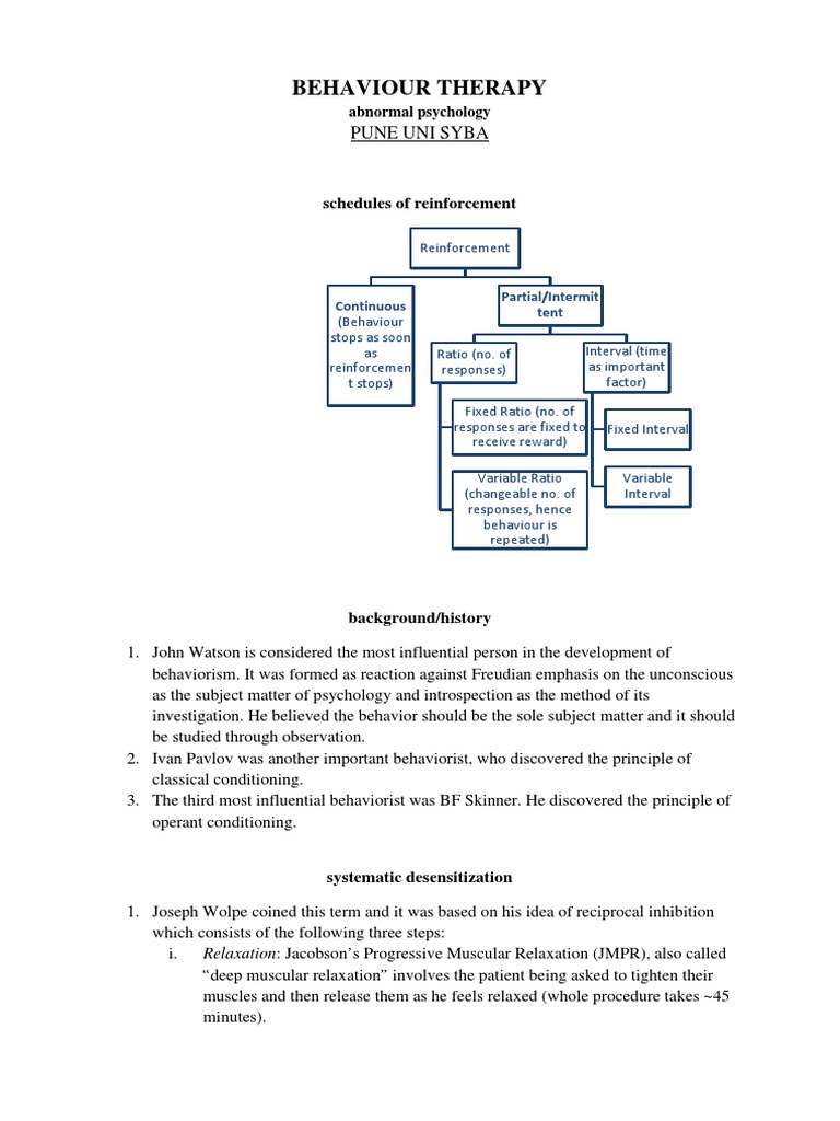 Behaviour Therapy notes | Behaviour Therapy | Reinforcement