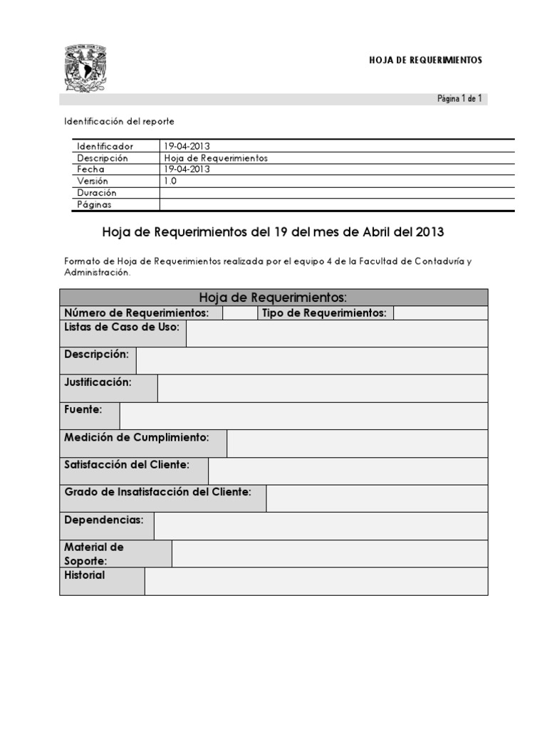 Hoja de Requerimientos LIMPIO | PDF