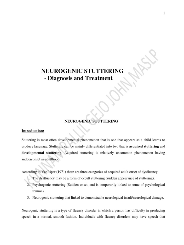 Neurogenic Stuttering: Causes and Care | PDF | Stuttering | Aphasia