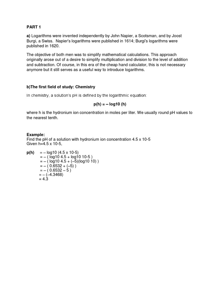 A) Logarithms Were Invented Independently by John Napier, A Scotsman ...