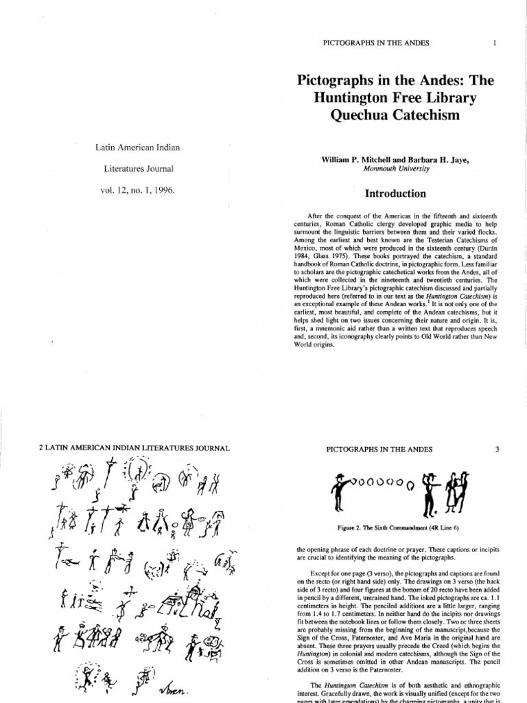 Pictographs in The Andes | PDF | Catechism | Catholic Church