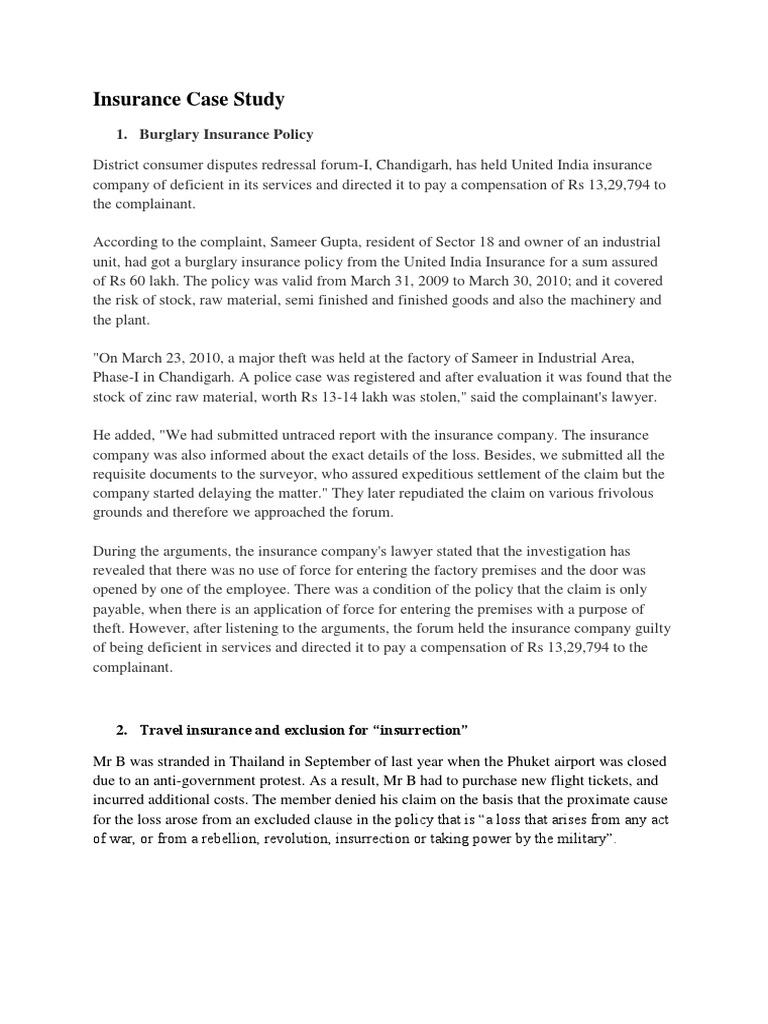 Insurance Case Study | Download Free PDF | Rebellions | Insurance