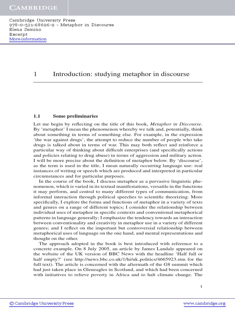 Elena Semino-Metaphor - in - Discourse - Introd PDF | PDF | Metaphor ...