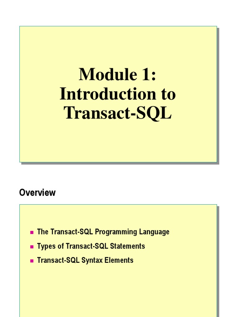 Introduction To Transact Sql Pdf Identifier Variable Computer Science