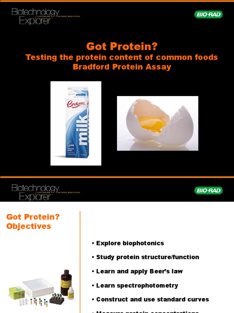 Measuring protein content of foods using the Bradford Assay | PDF ...