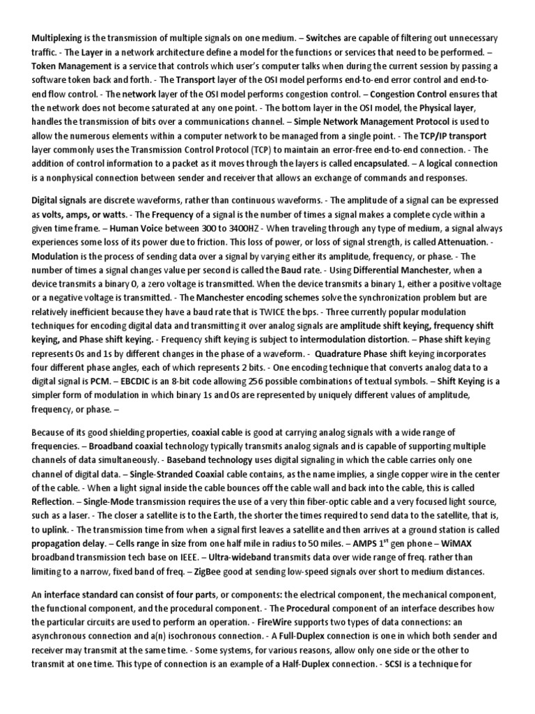 Cheat Sheet | PDF | Modulation | Osi Model