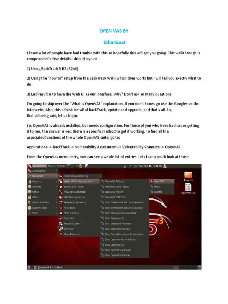 OpenVAS Setup Guide for BackTrack | PDF | Password | Login