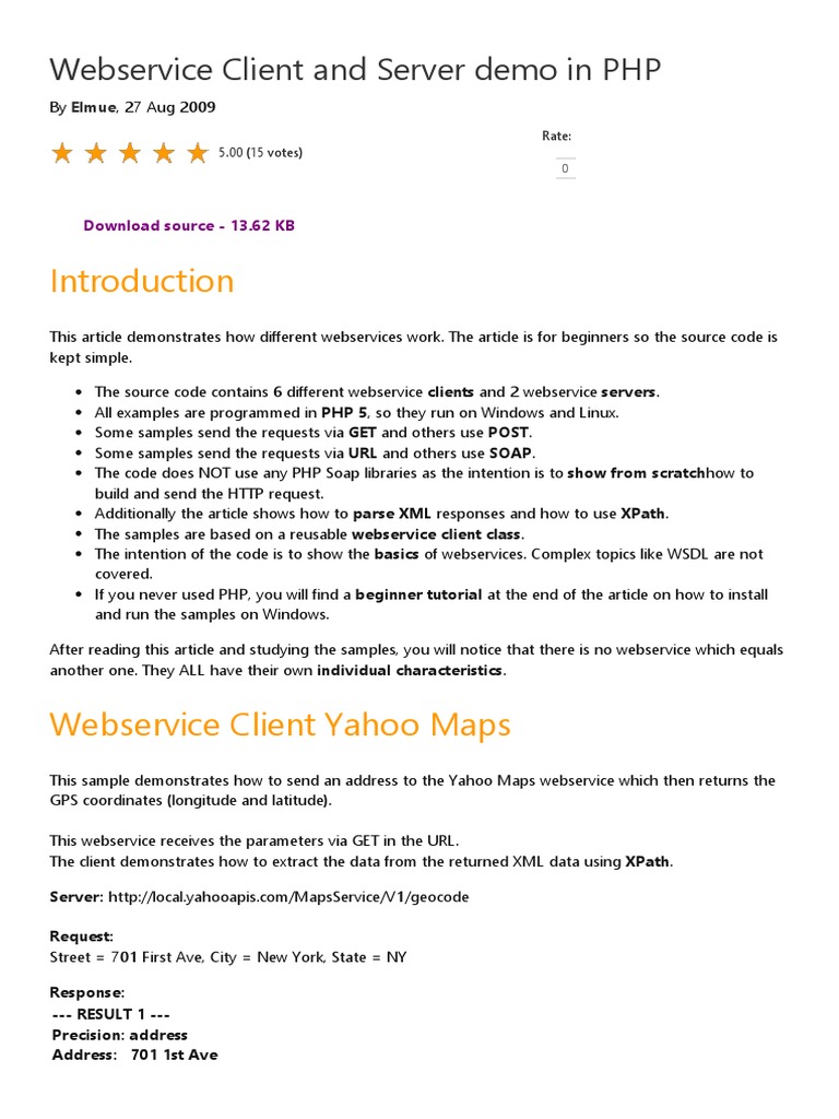 Webservice Client and Server Demo in PHP - CodeProject | PDF | Web Service | Hypertext Transfer ...