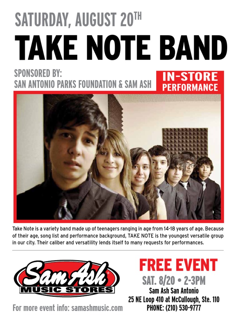 Take Note Band Performance at Sam Ash | PDF