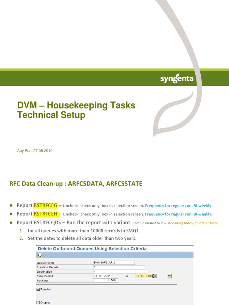 SAP DVM Housekeeping Tasks PDF | PDF | Computer Engineering | Computer Data