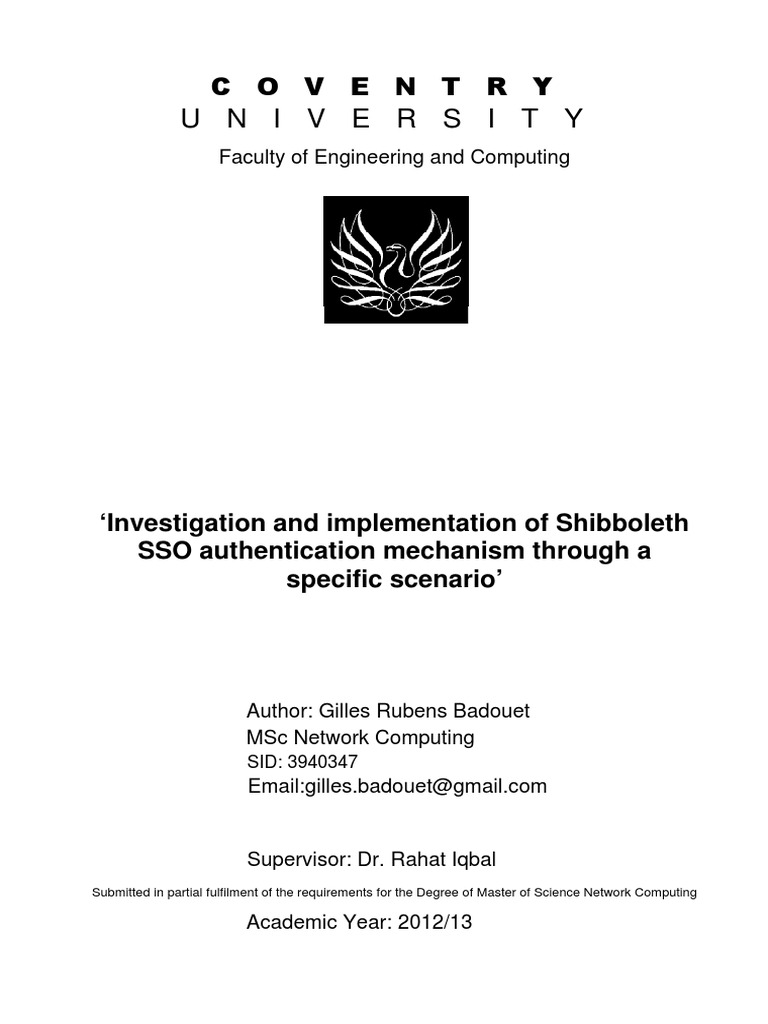 Investigation and Implementation of Shibboleth SSO Authentication ...
