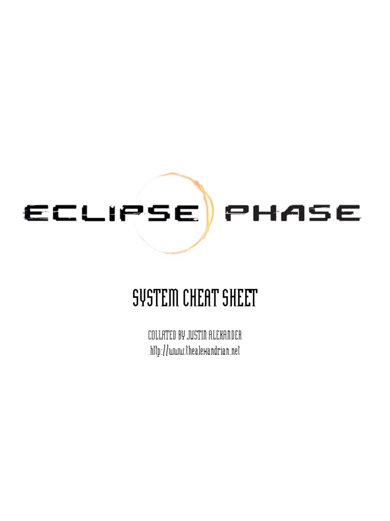 Eclipse Phase Cheat Sheet PDF | PDF | Information Security | Authentication