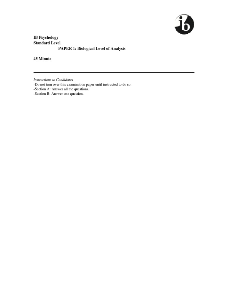IB Psychology: Biological Analysis Exam Guide | PDF | Biology | Test ...