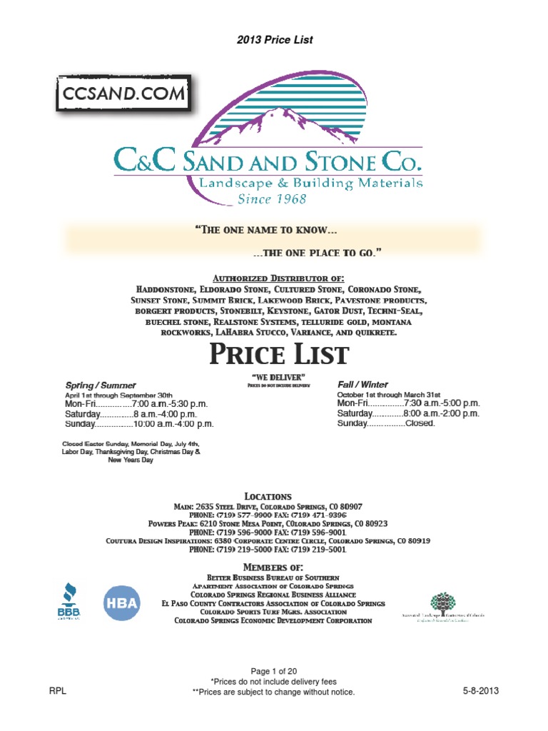 C&C Sand and Stone Price List.pdf | Mulch | Compost