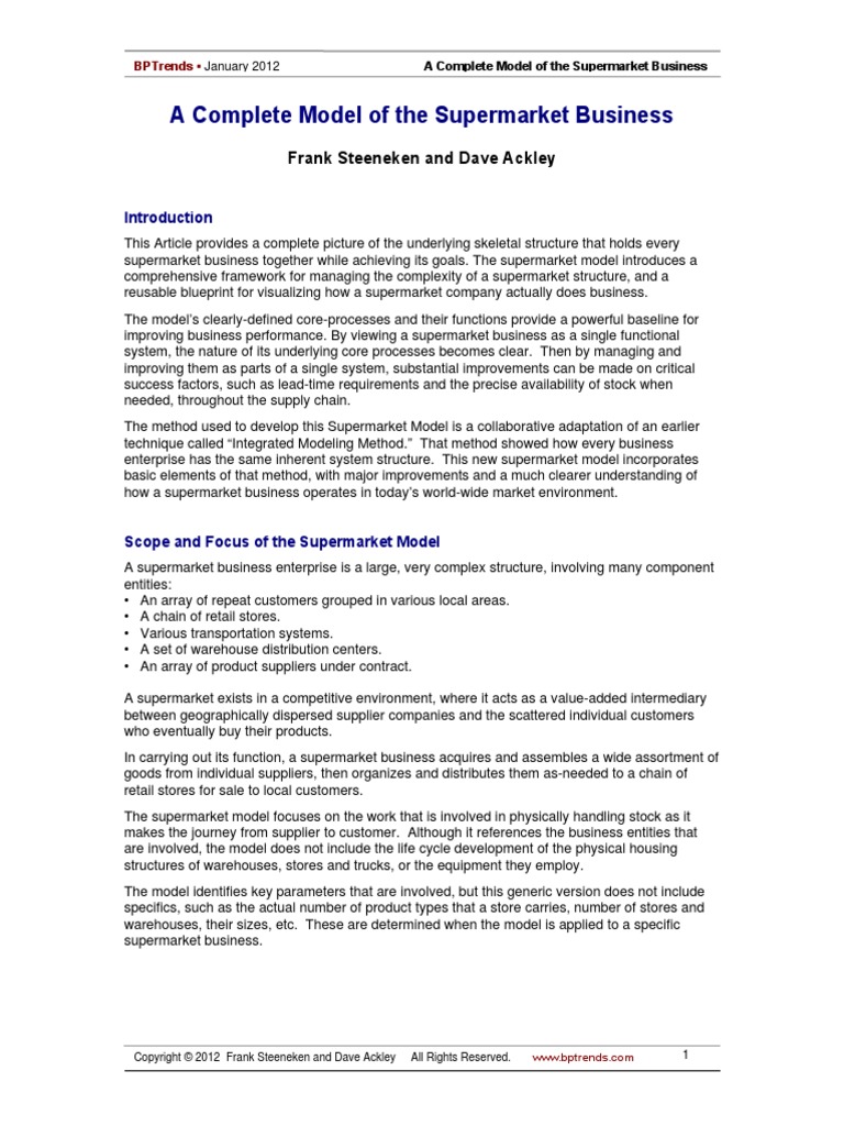 Business Model Example - Supermarket PDF | PDF | Business Process ...