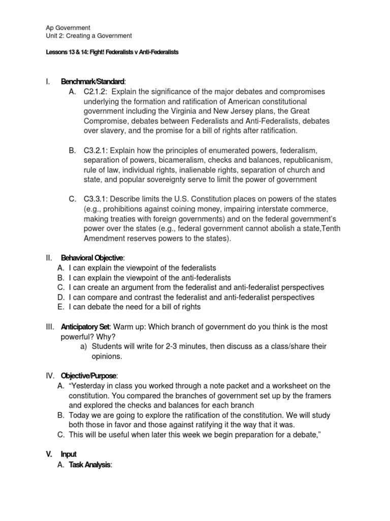 Lesson 13 14 Lesson Plan Differentiation | PDF | United States Bill Of ...
