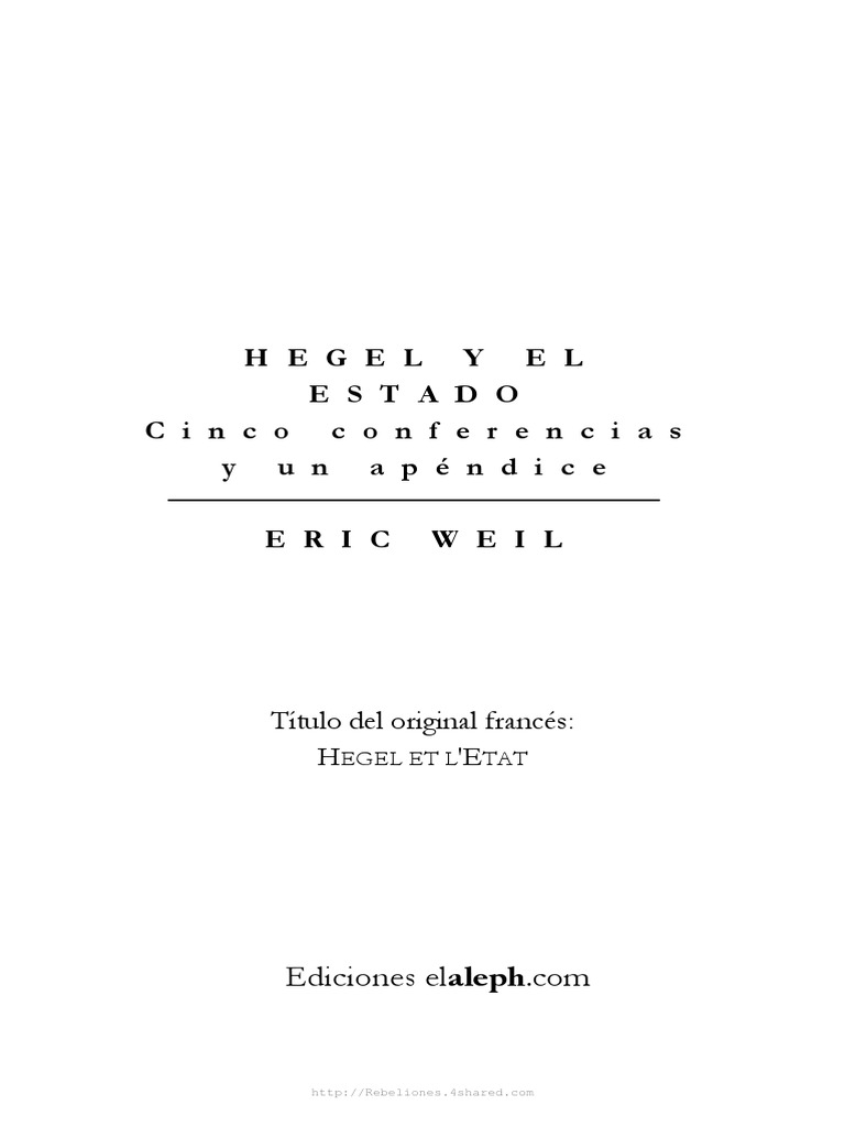 Eric Weil Hegel y El Estado | PDF | Georg Wilhelm Friedrich Hegel ...