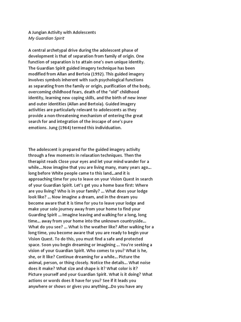 Jungian Guided Imagery for Adolescents | PDF | Analytical Psychology ...