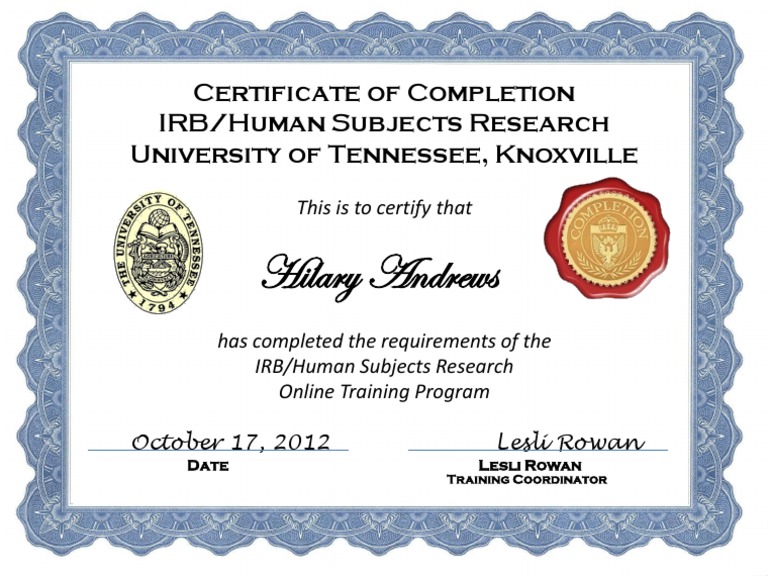 IRB Certification | PDF