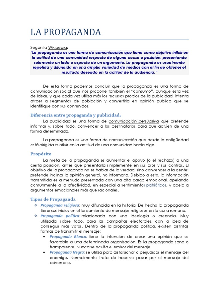 La Propaganda | PDF | Propaganda | Publicidad