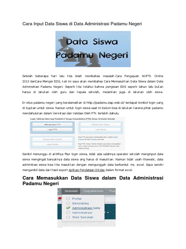 Cara Input Data Siswa DAPODIK | PDF | Karier & Perkembangan