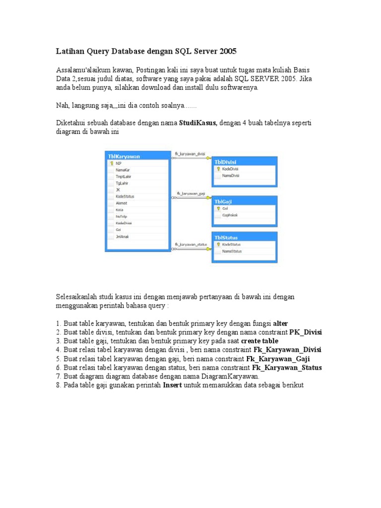 Latihan Query Database Dengan SQL Server 2005 | PDF