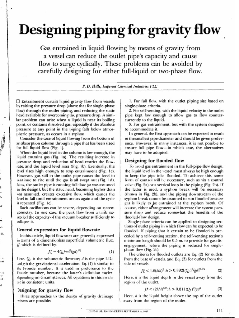 Designing piping for gravity flow.pdf | Viscosity | Pressure