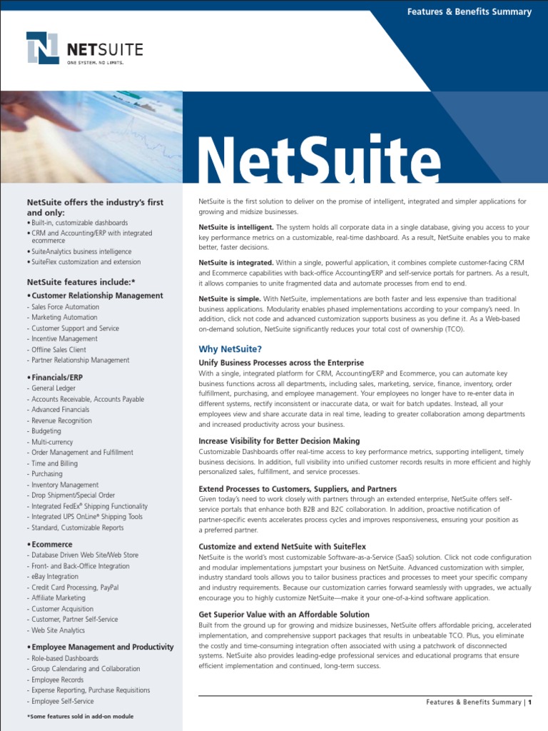 Netsuite Brochure PDF | PDF | Business Intelligence | Inventory
