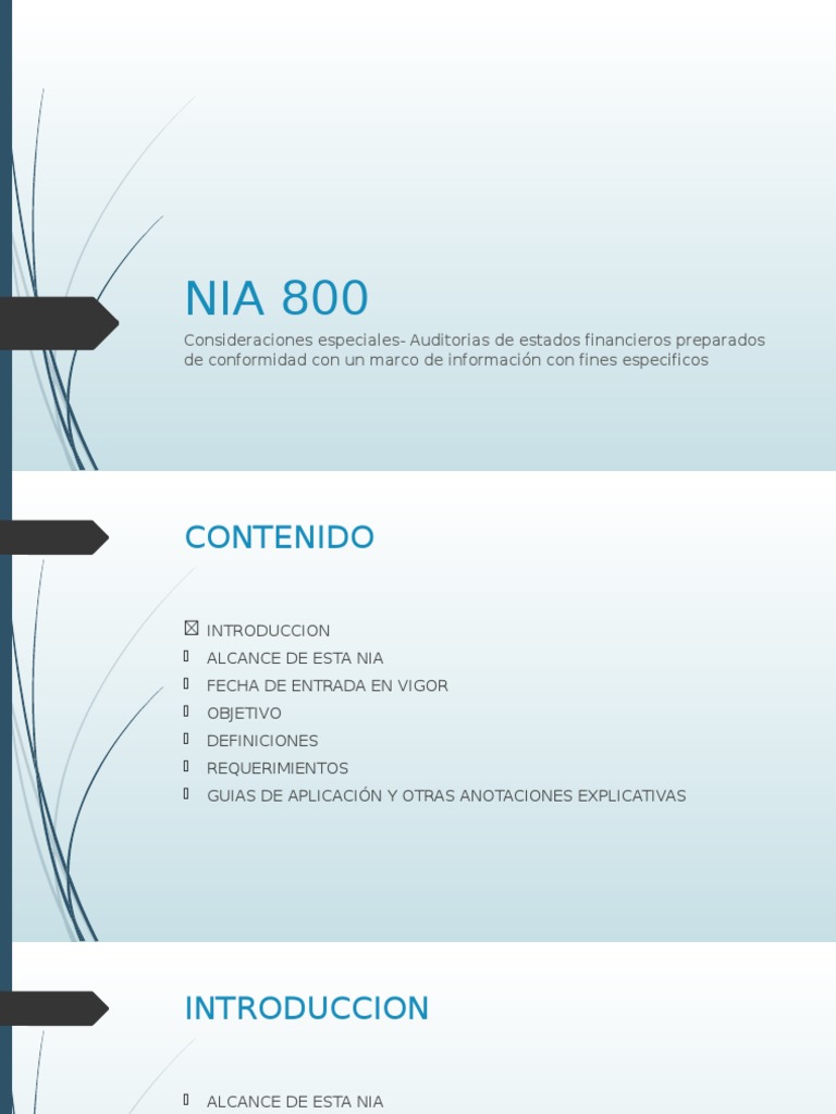 Nia 800 | PDF | Estado financiero | Contralor